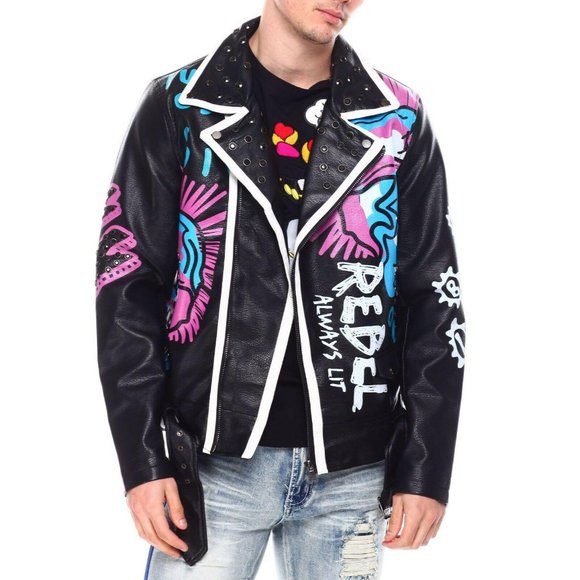 Rebel | Jackets & Coats | R3bel Punk Skull Faux Leather Moto Biker ...